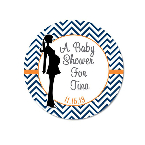 Mother To Be Silhouette Pink Chevron Baby Shower Sticker – INKtropolis