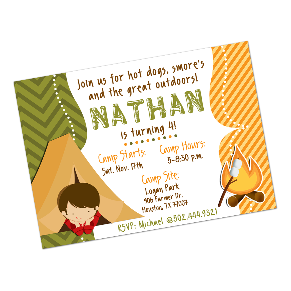 Outdoor Boys Birthday Party Invitations