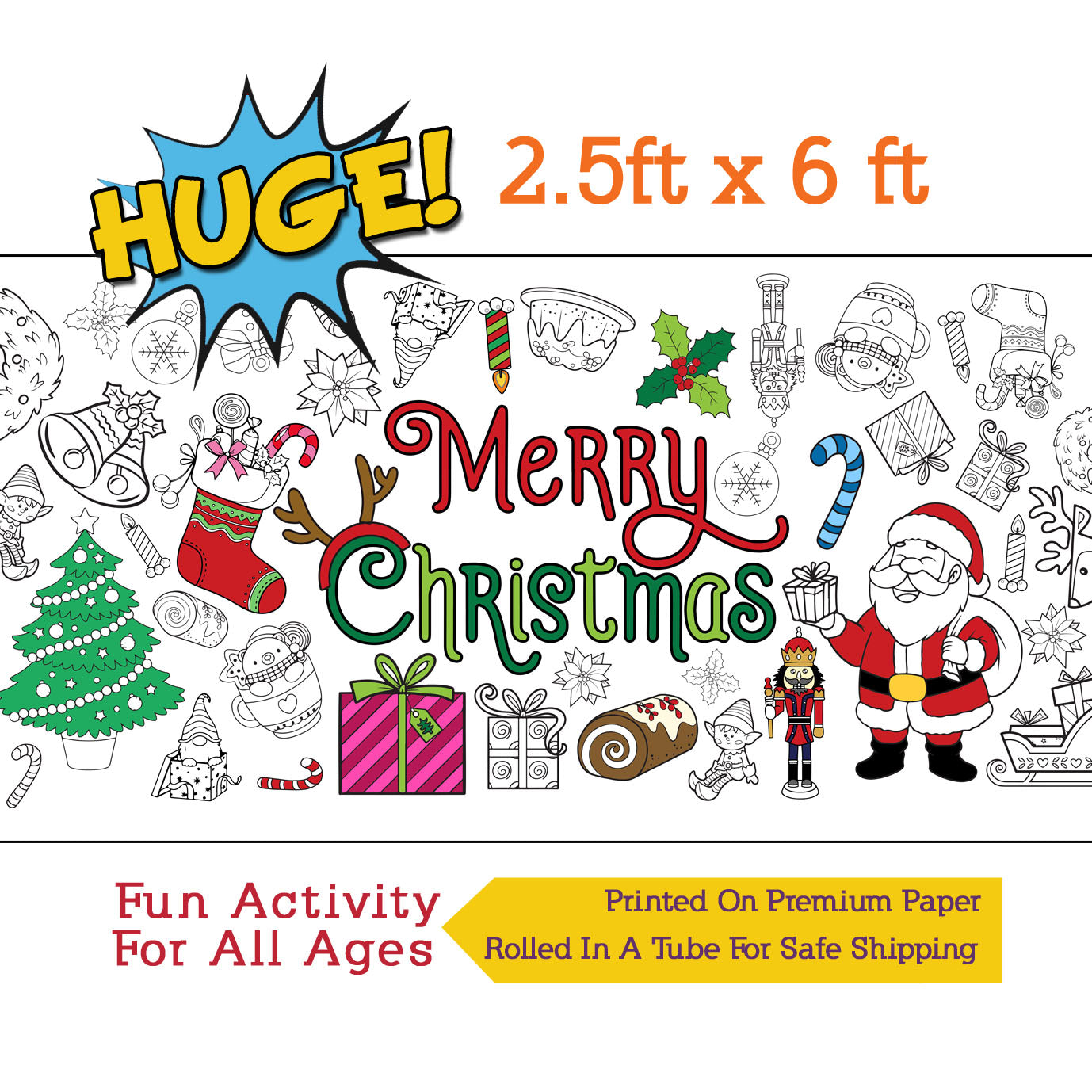 Merry Christmas Coloring Banner